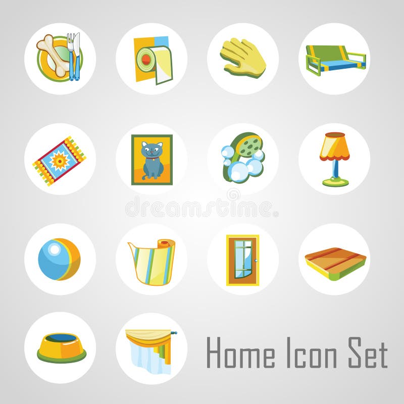 Home Icons Set, 14 Objects in the Same Style Stock Vector ...