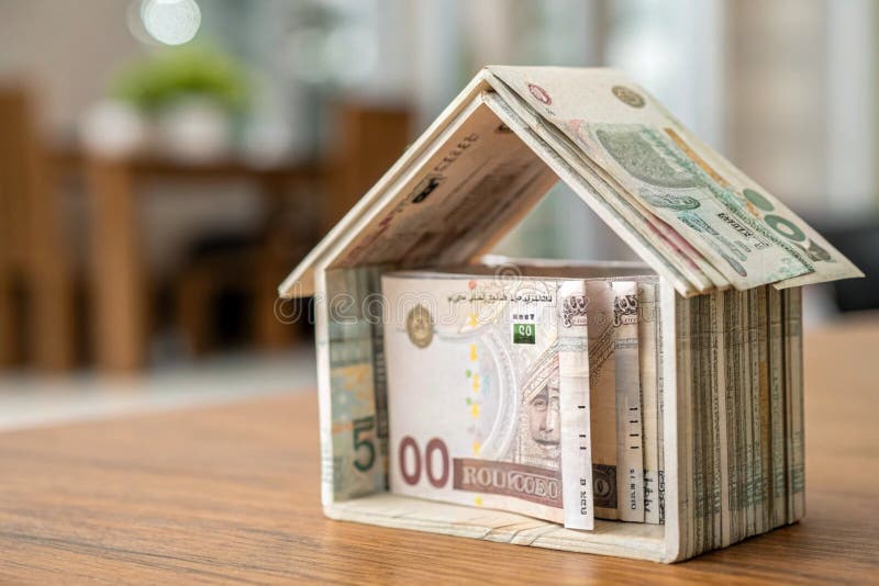Home Idea with Currency Note in Home Shape Stock Illustration ...