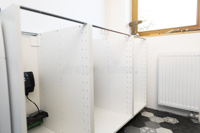 Home Improvement Assembling a Kitchen Unit, Frame of a Closet Stock ...