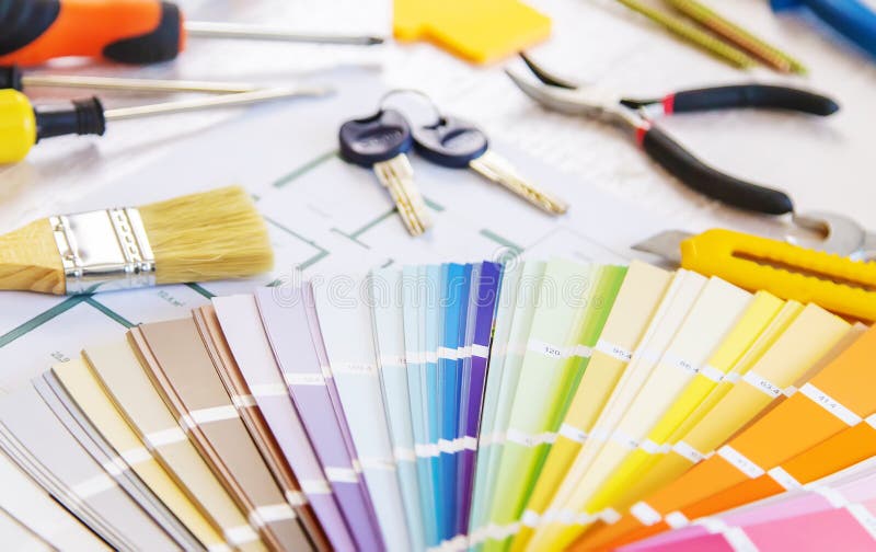 Home Improvement and Renovation Concept - Construction Tools and Items ...