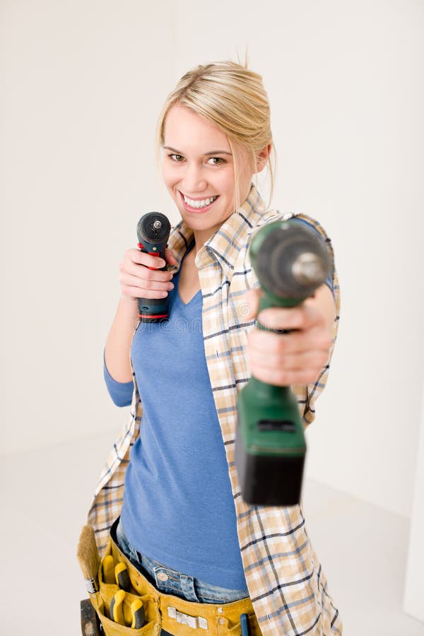 Home Improvement - Woman with Battery Screwdriver Stock Image - Image ...