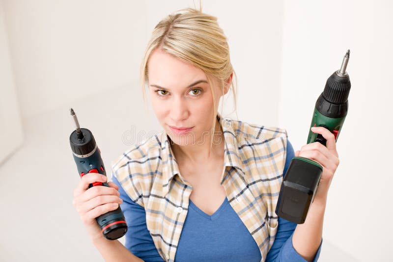 Home Improvement - Woman with Battery Screwdriver Stock Image - Image ...