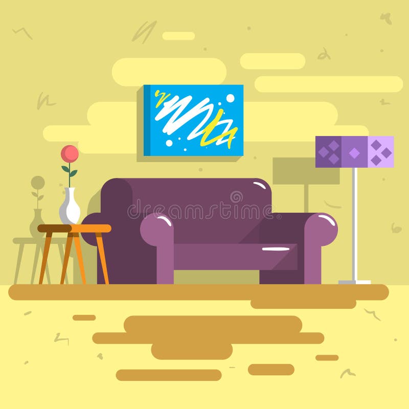 Home Indoor Interior Flat Illustration Vector Design. Stock Vector ...