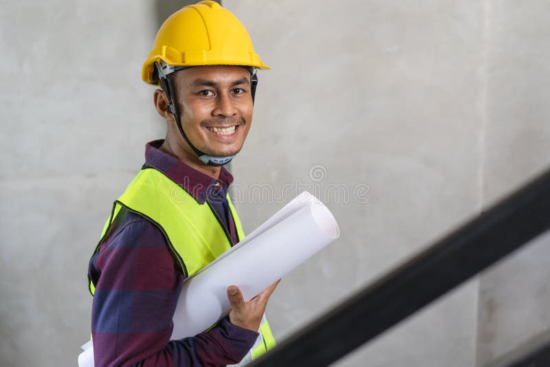 Home Inspection Consultancy. Asian Inspector in Site Construction Stock ...