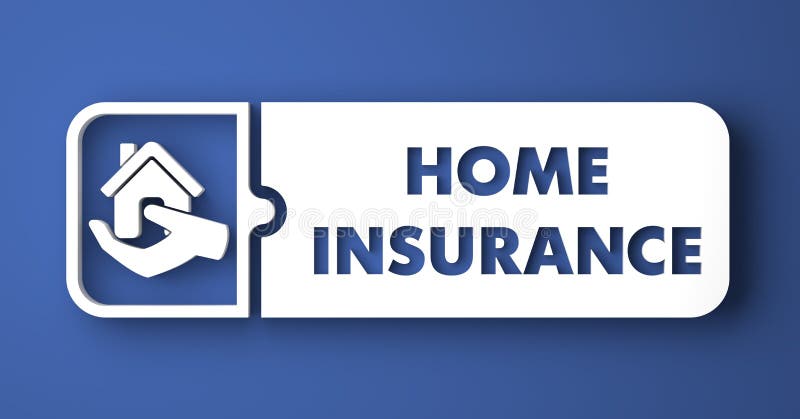Home Insurance on Blue in Flat Design Style. Stock Illustration ...