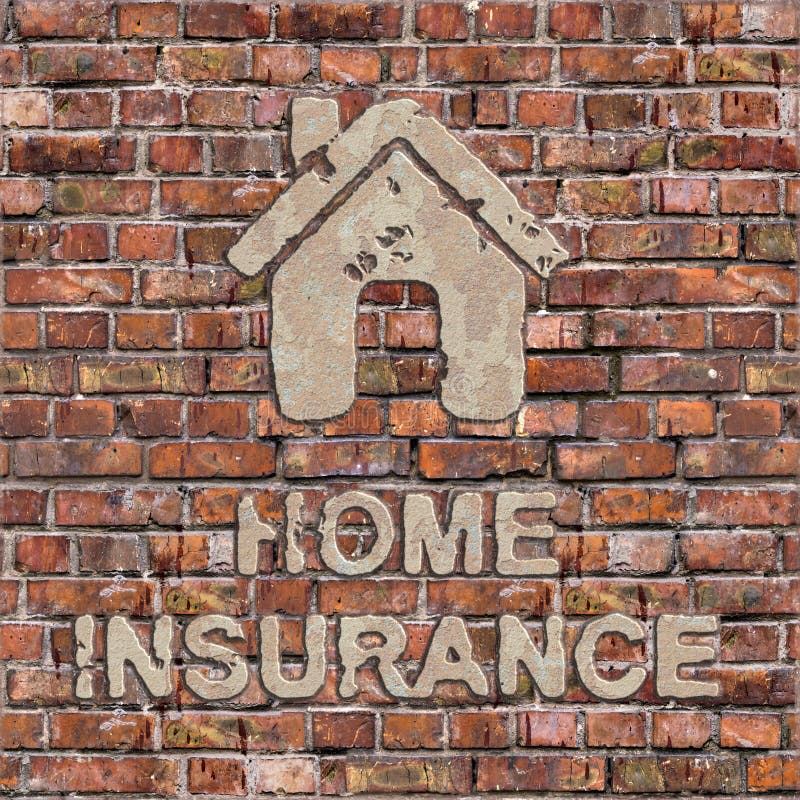 Home Insurance Concept on the Brown Brick Wall. Stock Image - Image of ...