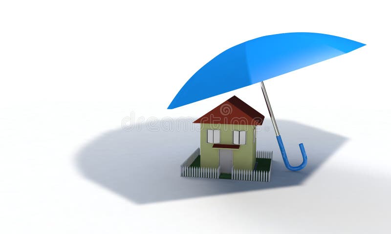 Home Insurance Concept, 3d Render Stock Illustration - Illustration of ...
