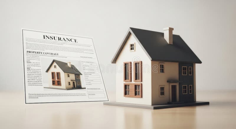 Home Insurance Concept with Miniature House Stock Illustration ...