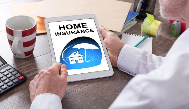 Insurance Concept Drawn by a Man on a Ladder Stock Photo - Image of ...