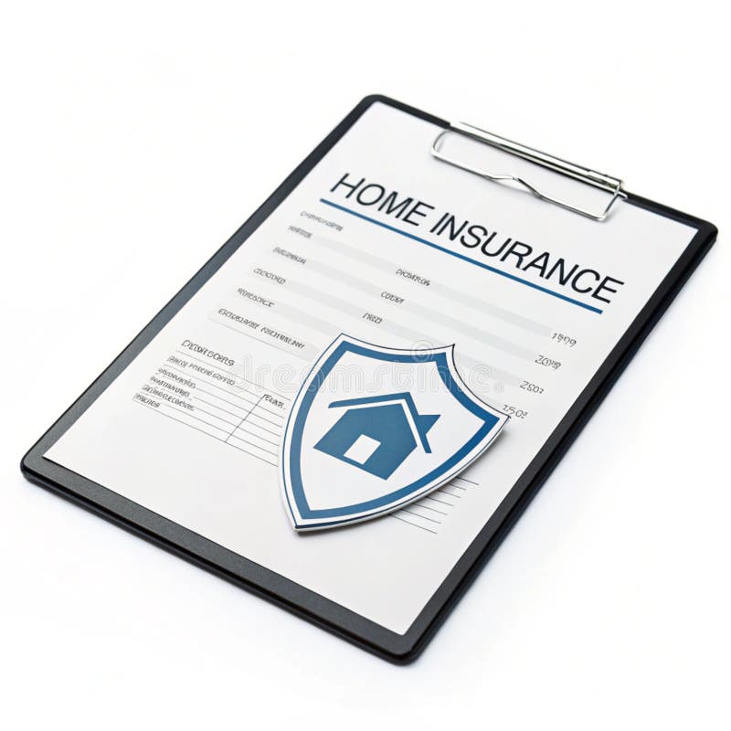 Home Insurance Document Icon with Shield Stock Illustration ...
