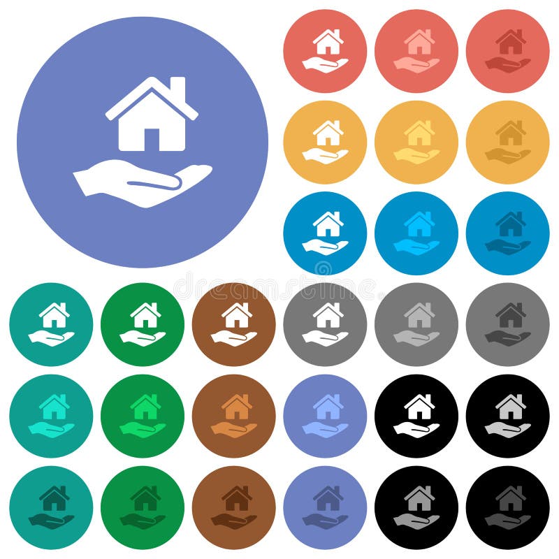 Home Insurance Round Flat Multi Colored Icons Stock Vector ...