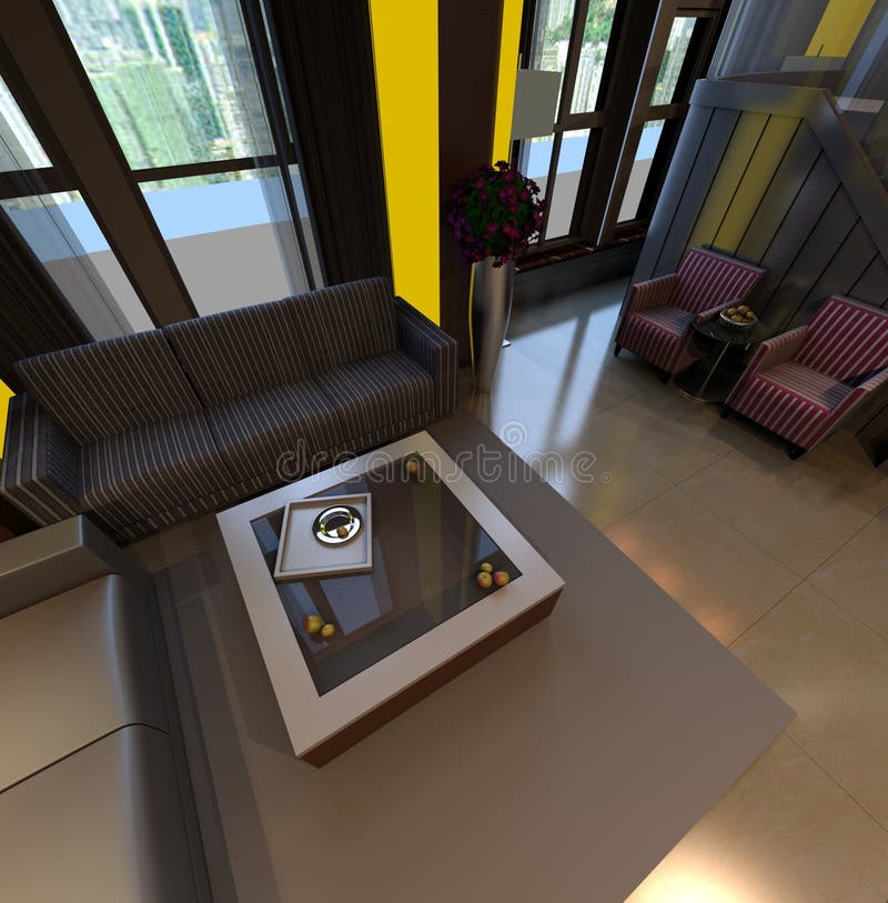 Home interior 3d rendering stock illustration. Illustration of room ...