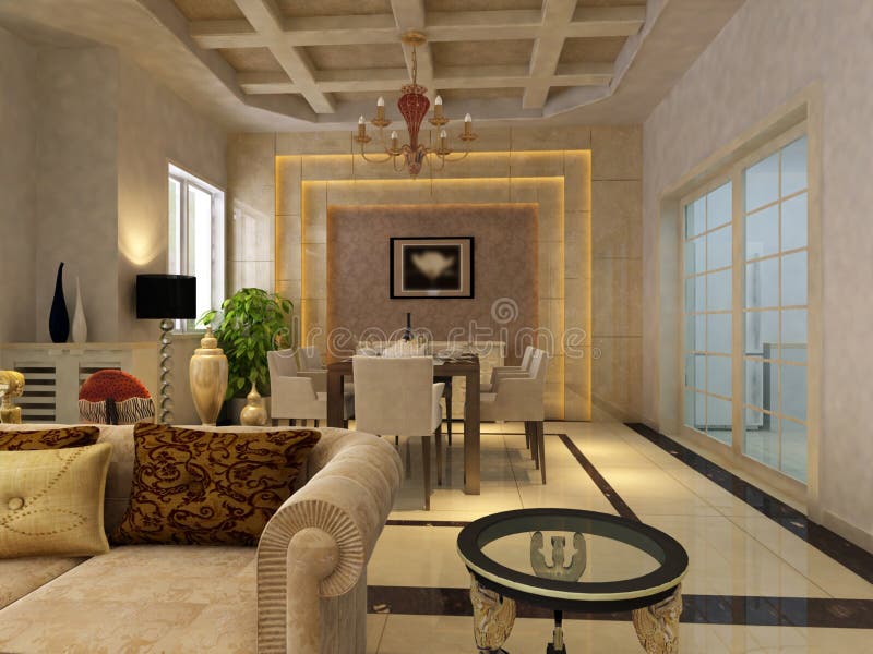 Home interior 3d rendering stock illustration. Illustration of sofa ...