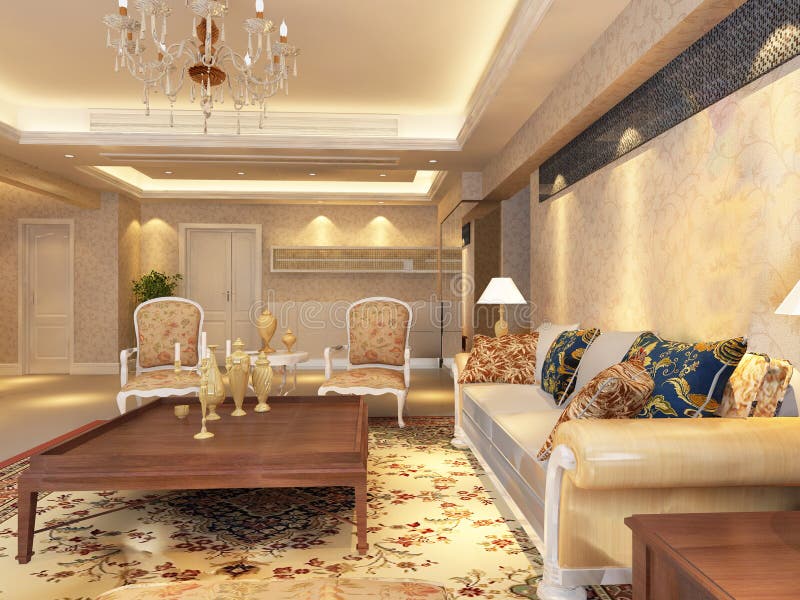 Home interior 3d rendering stock illustration. Illustration of ...