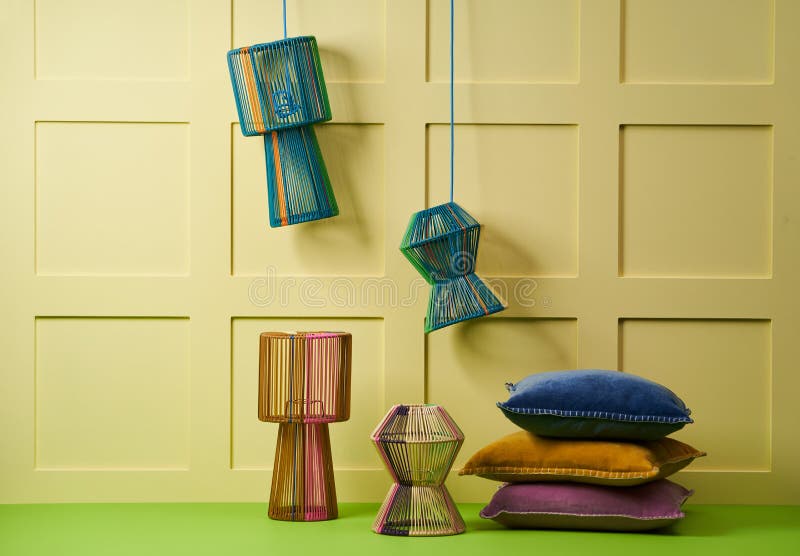 Home Interior Decor Elements. Modern Living Room Decorations Stock ...