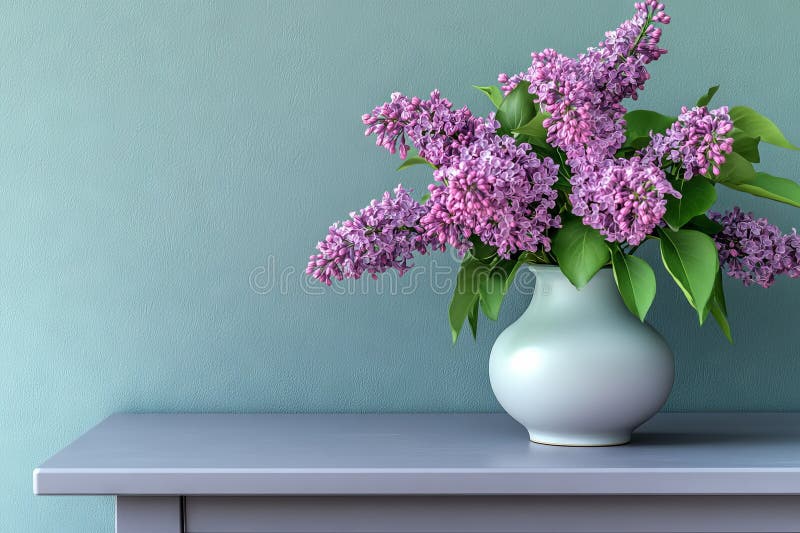 A Home Interior with Decor Elements, Showcasing Spring Lilac Branches ...