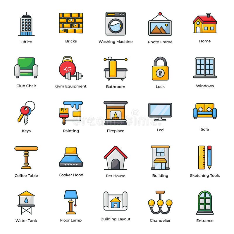 Home Appliance Flat Icons Pack Stock Vector - Illustration of hood ...