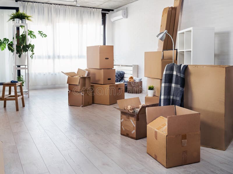 Home Interior Full of Box Containers and Stuff Stock Photo - Image of ...