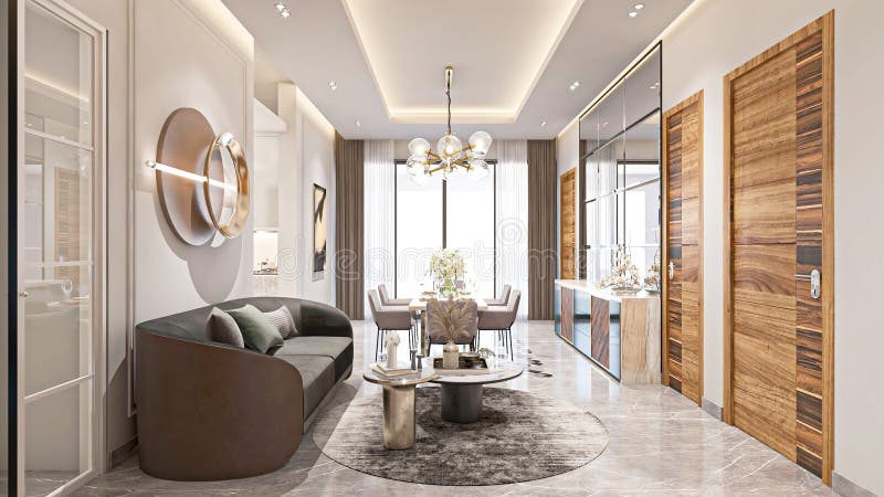 Home Interior, Living & Dining Area, 3d Visual Computer Generated Image ...