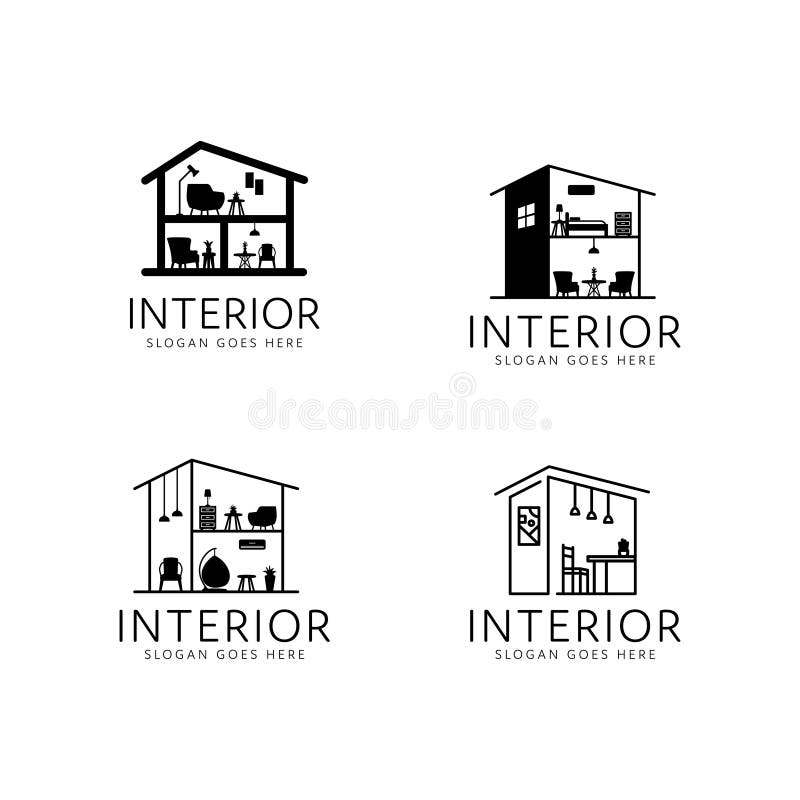 Home Interior Logo Collection Stock Vector - Illustration of couch ...