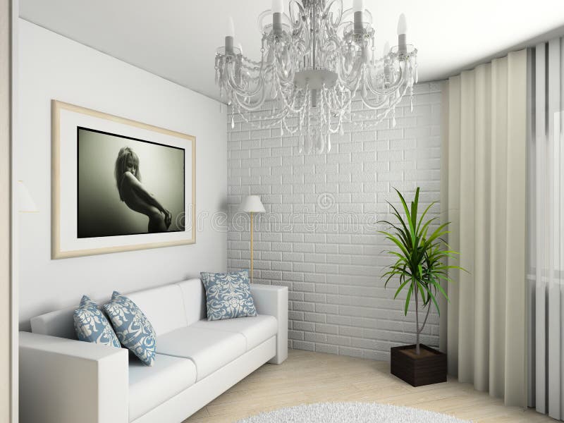 Home Interior with Portrait. Stock Image - Image of beautiful, chic ...