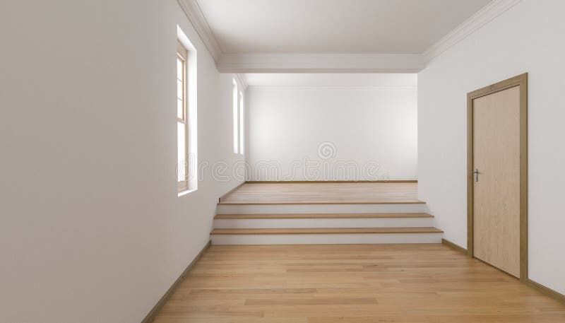 Home Interior with a Raised Floor and Steps Stock Illustration ...