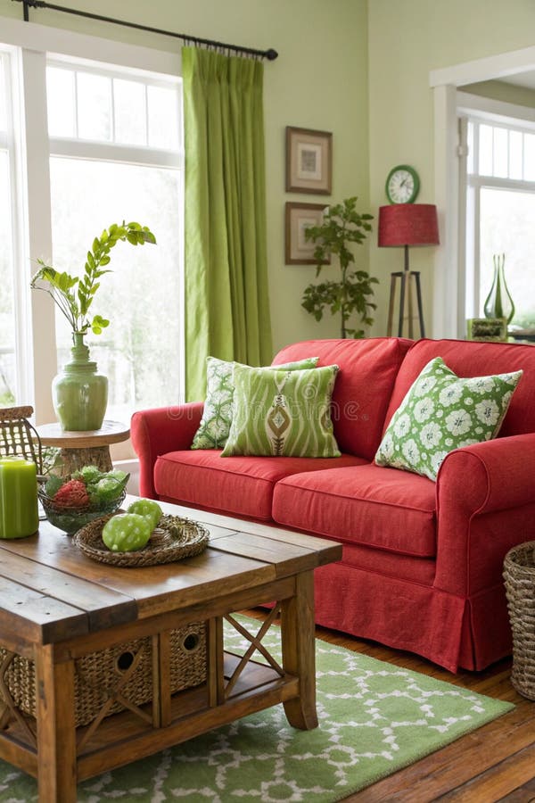 Home Interior with Red Sofa Stock Image - Image of homefurnishings ...