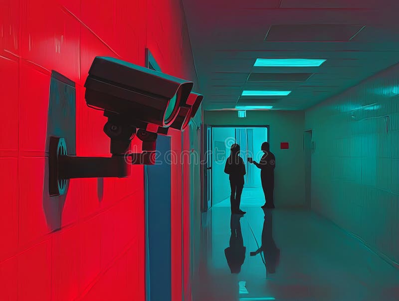 A Home Invader Sneaking through a Dark Hallway is Captured by Security ...