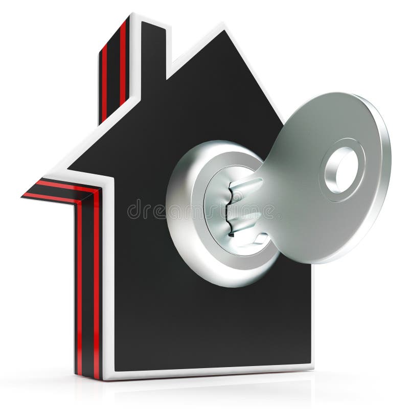 Home and Key Shows House Protected or Locked Stock Photo - Image of ...