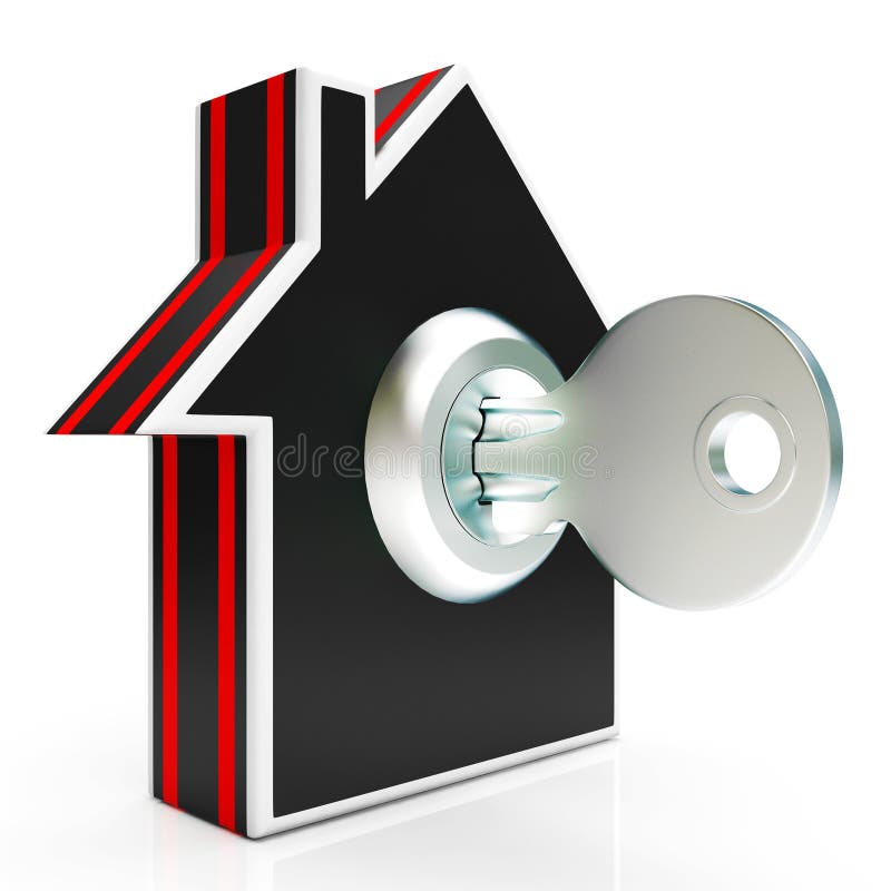 Home and Key Shows House Secure or Locked Stock Photo - Image of ...