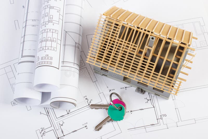 Home Keys, Small House Under Construction and Electrical Drawings ...