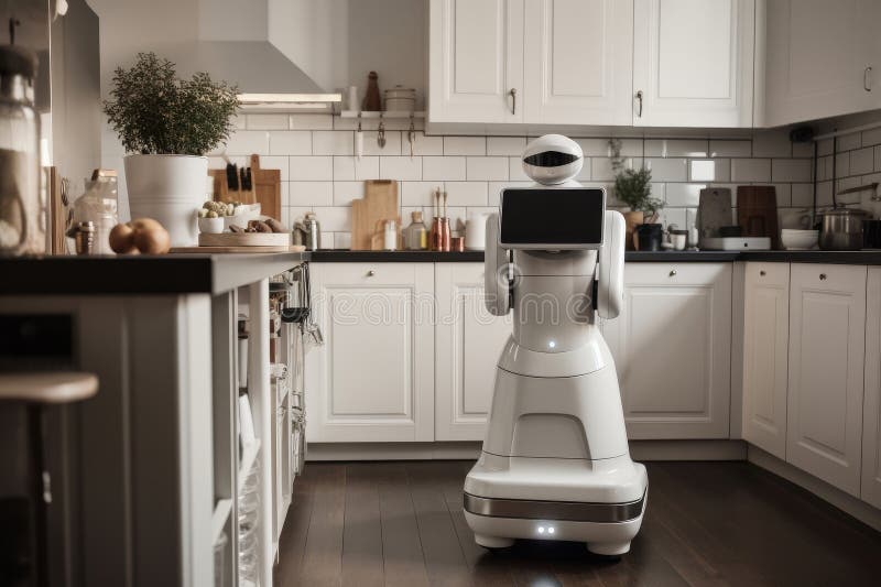 Home Kitchen Droid Helper, Online Ordering. Full Body Futuristic White ...