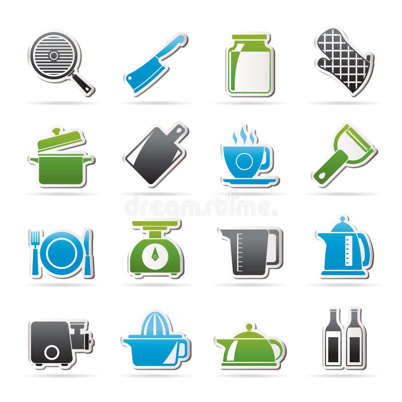 Home Kitchen Equipment Icons Stock Vector - Illustration of document ...
