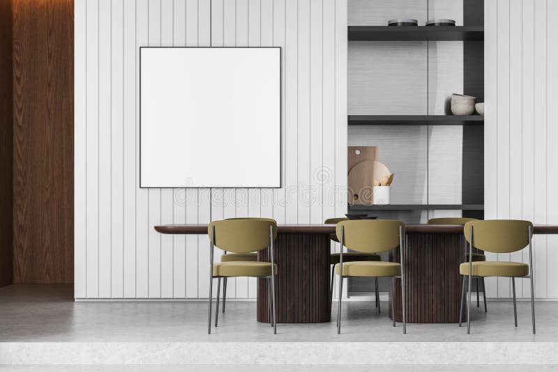 Home Kitchen Interior Eating Table, Shelf with Kitchenware, Mockup ...