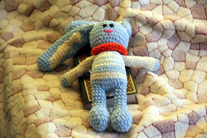 Home knitted rabbit stock image. Image of crochet, cotton - 143455735
