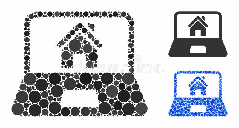 Home on Laptop Screen Composition Icon of Spheric Items Stock Vector ...