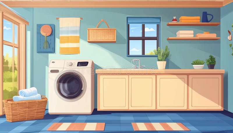 Home Laundry Room Interior Featuring a Washing Machine Stock Image ...