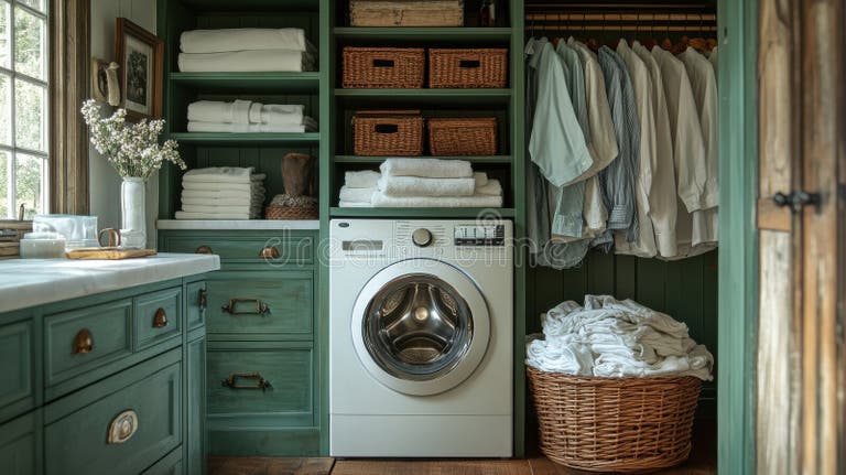 Home Laundry Room Setup Cozy Interior Functional Space Organized ...