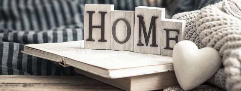 Home letters on books stock image. Image of decoration - 120091415