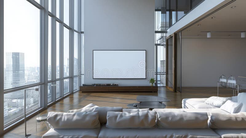 A Home Library with a Blank Screen on an E-reader, Bookshelves Filled ...