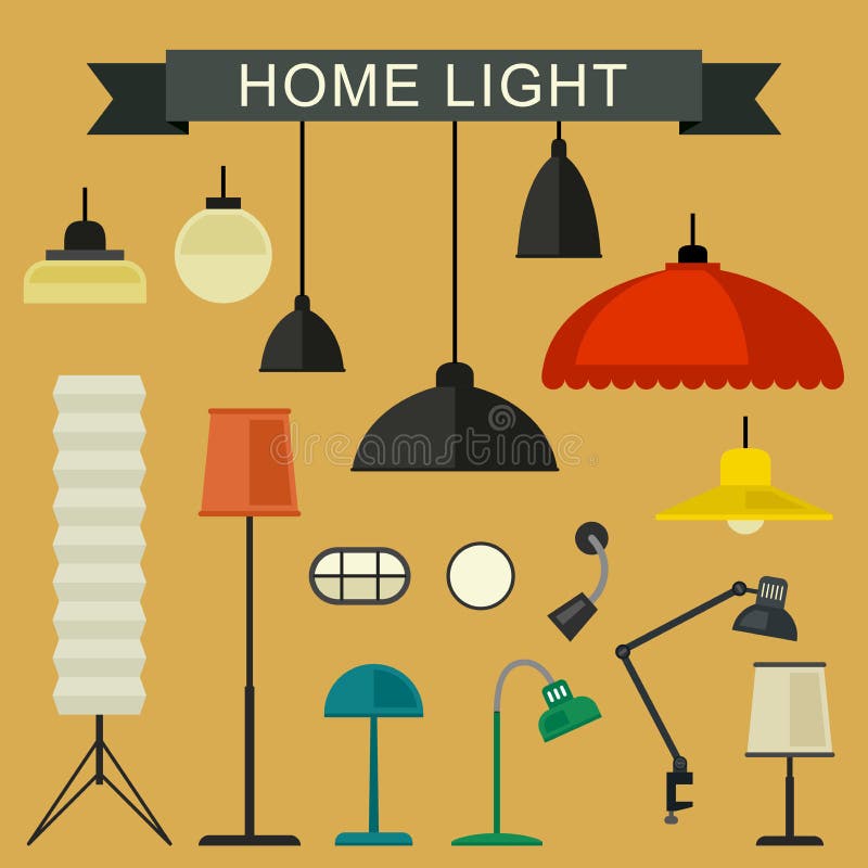 Home light icons set. stock vector. Illustration of desk - 64367831
