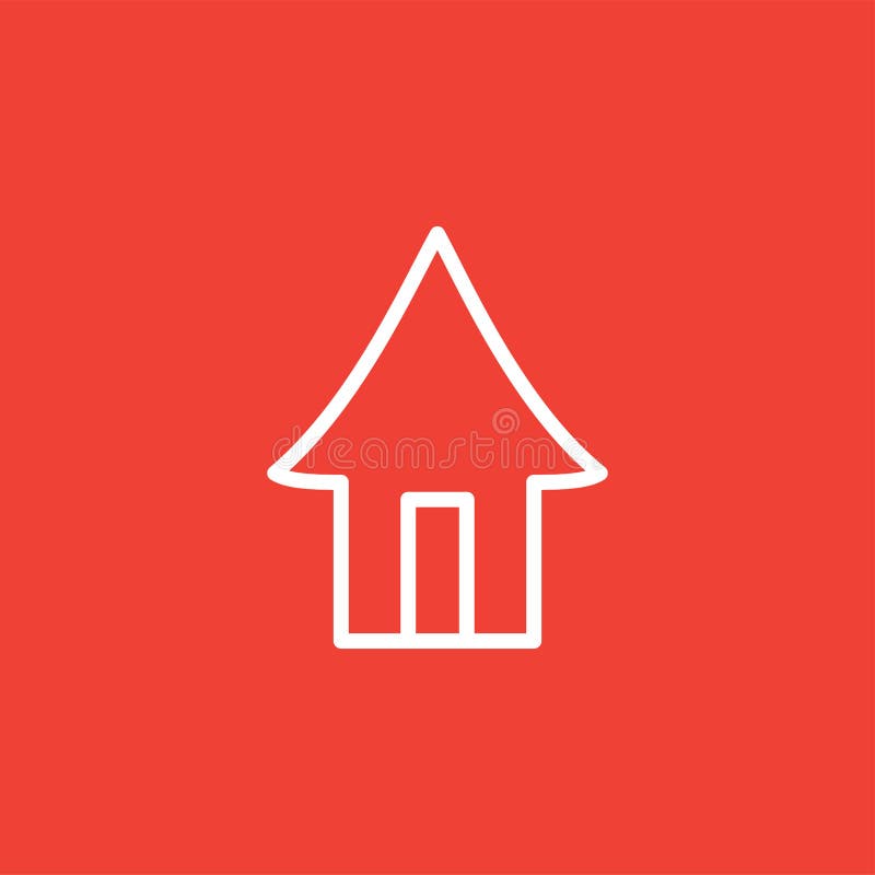 Home Line Icon on Red Background. Red Flat Style Vector Illustration ...