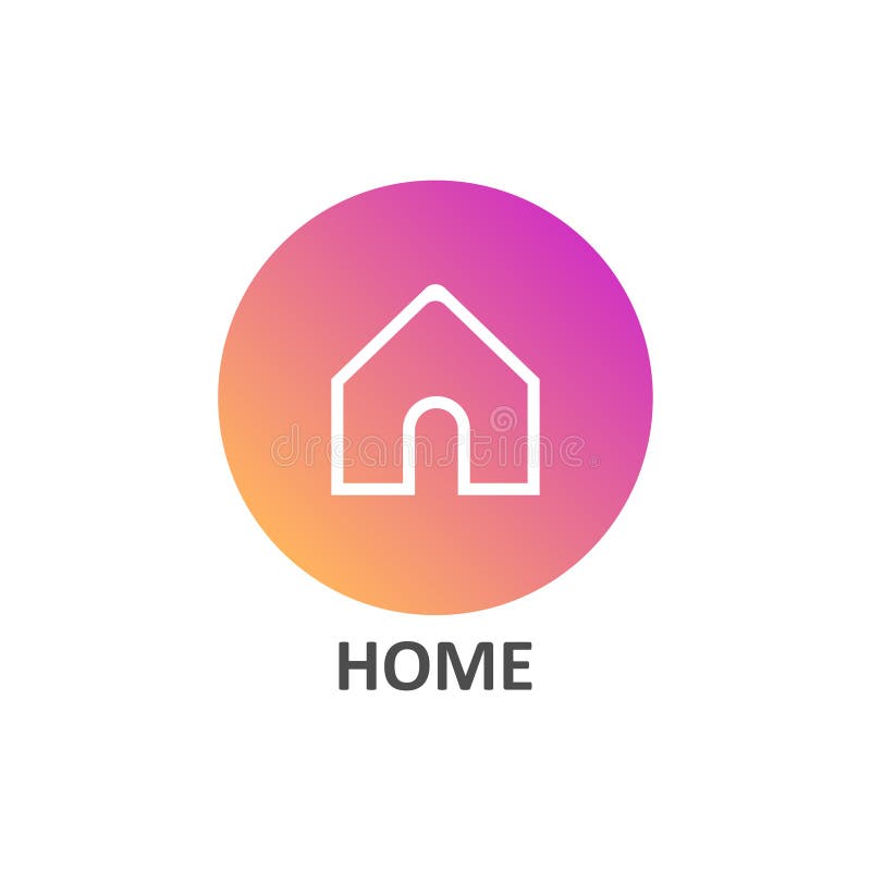 Home Linear Icon in Gradient Circle for Social Media Stock Vector ...