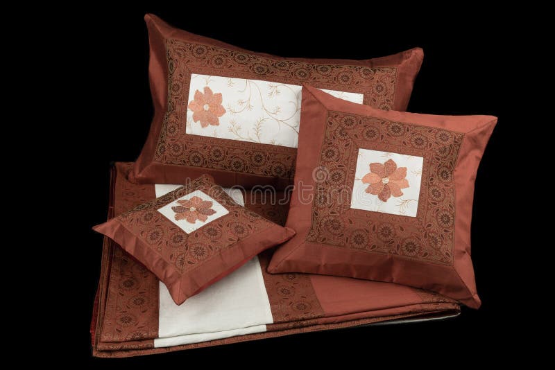 Home Linens and Pillows on a Black Background Stock Photo - Image of ...