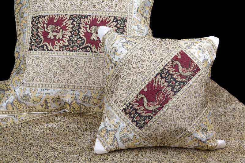 Home Linens and Pillows on a Black Background Stock Photo - Image of ...