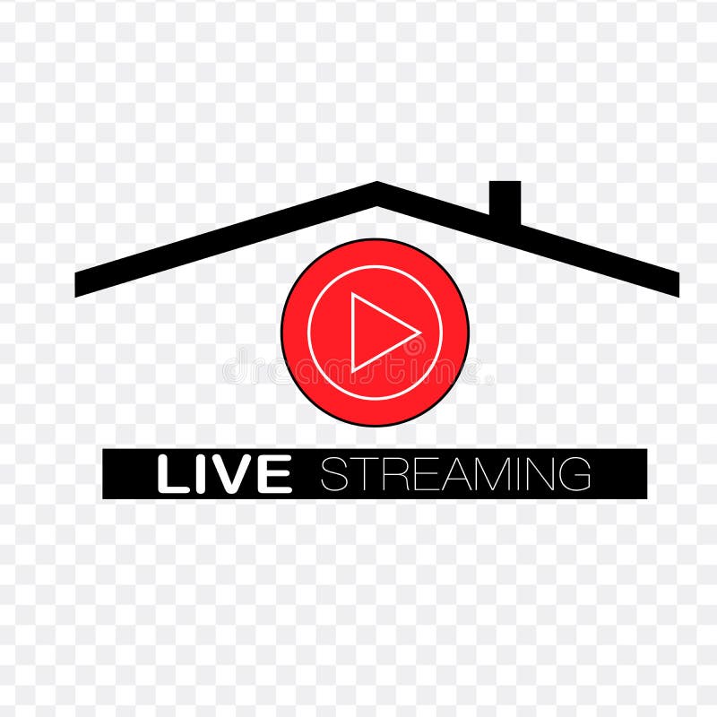 Home Live Streaming Flat Logo - Red Vector Design Element with Play ...