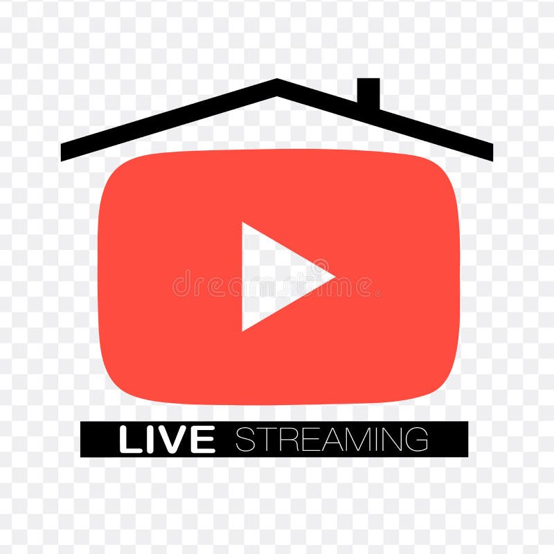Home Live Streaming Flat Logo - Red Vector Design Element with Play ...