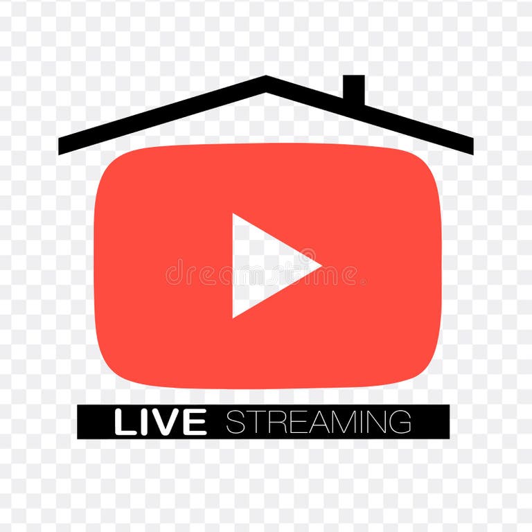 Home Live Streaming Flat Logo - Red Vector Design Element with Play ...