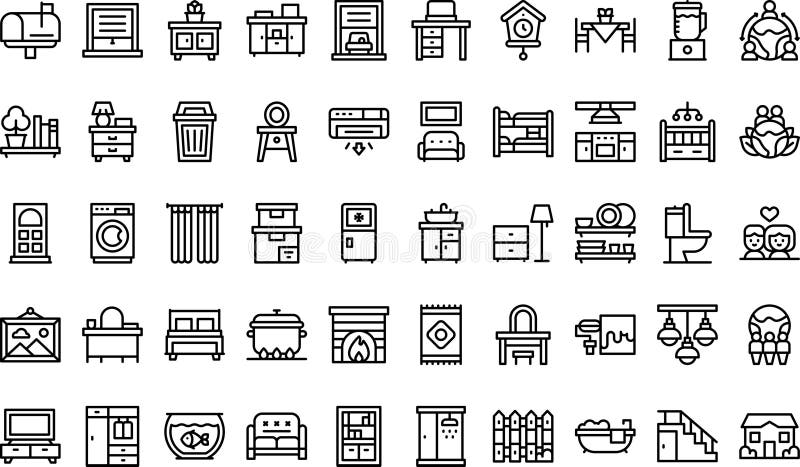 Home and Living Icons Collection is a Vector Illustration with Editable ...