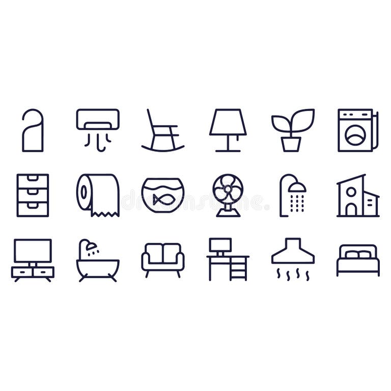 Home and Living Graphic Set Icons Stock Vector - Illustration of ...